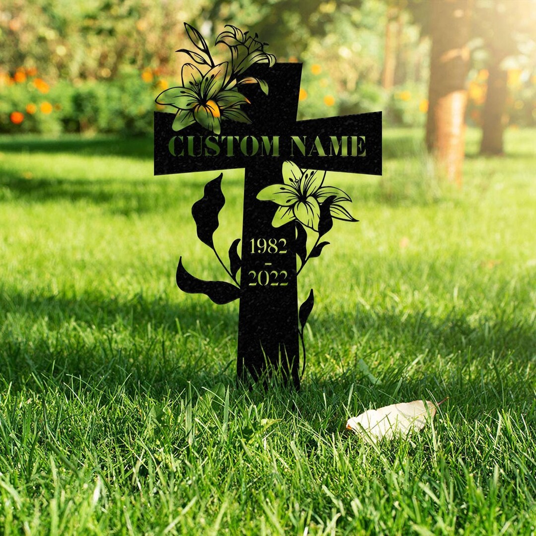 Custom Metal Memorial Cross, Grave Marker, Sympathy Gifts, Remembrance ...