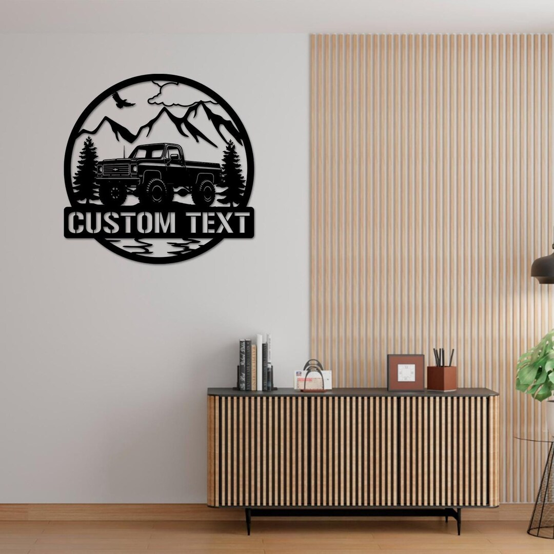 Custom Chevy Truck Classic Car Metal Sign With Led Lights, Man Cave Dad ...