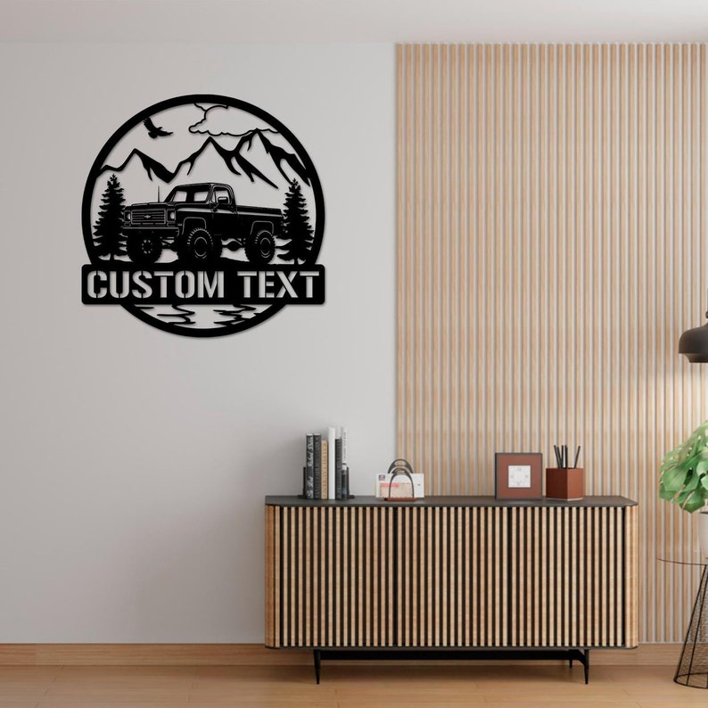 Custom Chevy Truck Classic Car Metal Sign With Led Lights, Man Cave Dad ...