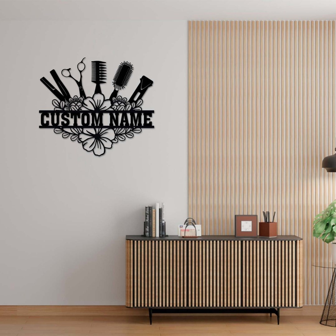 Custom Hairdresser Metal Sign With Led Light, Hair Stylist Sign ...