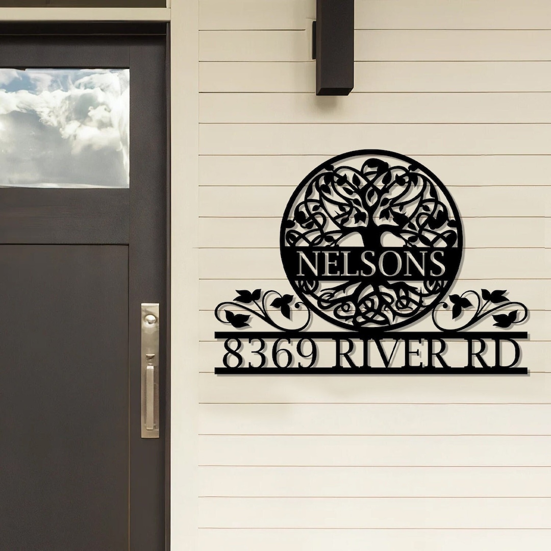 Tree of Life Wall Art Custom Family Tree Address Sign, Front Porch ...