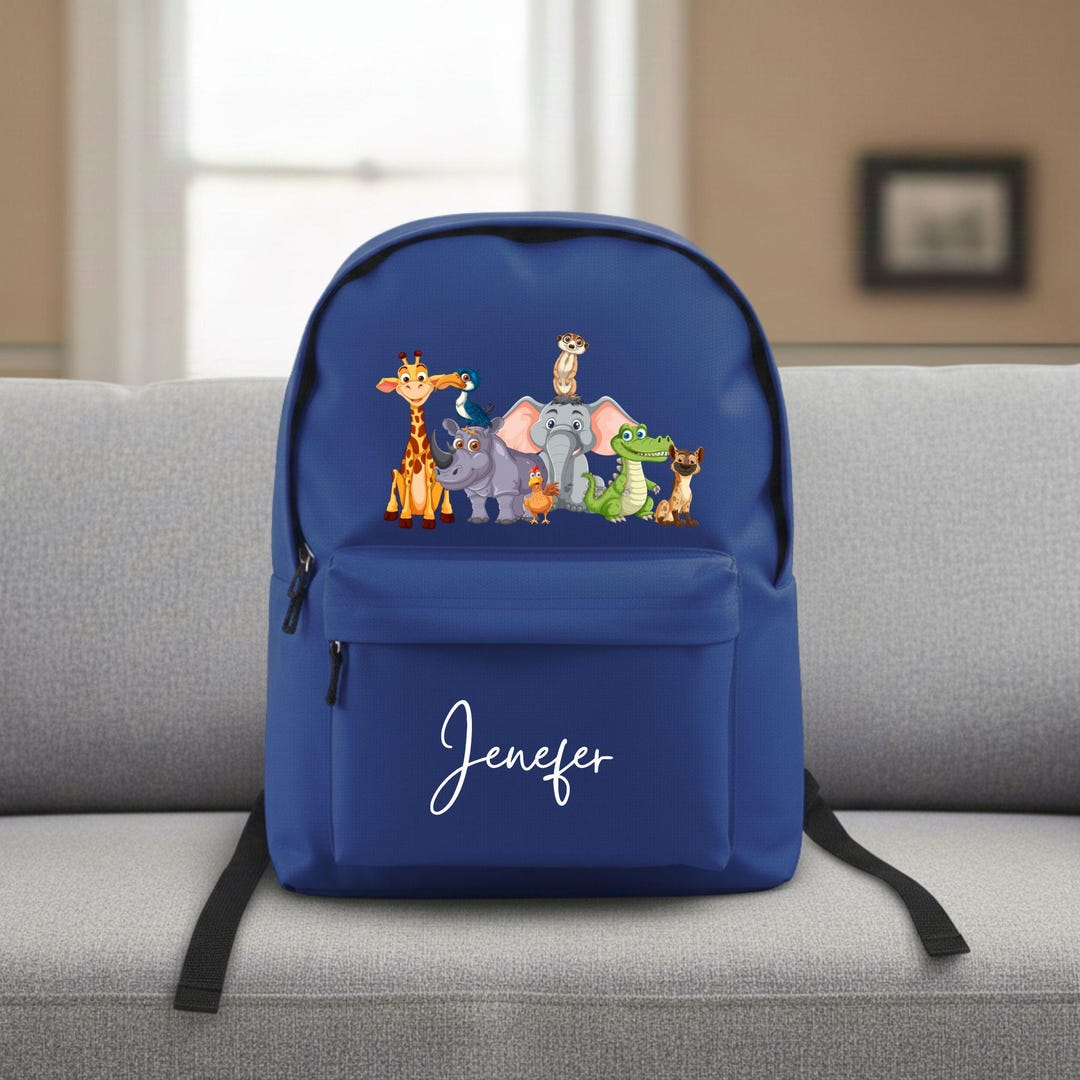 Personalized Safari Animals Backpack | Kids School Rucksack - Etsy