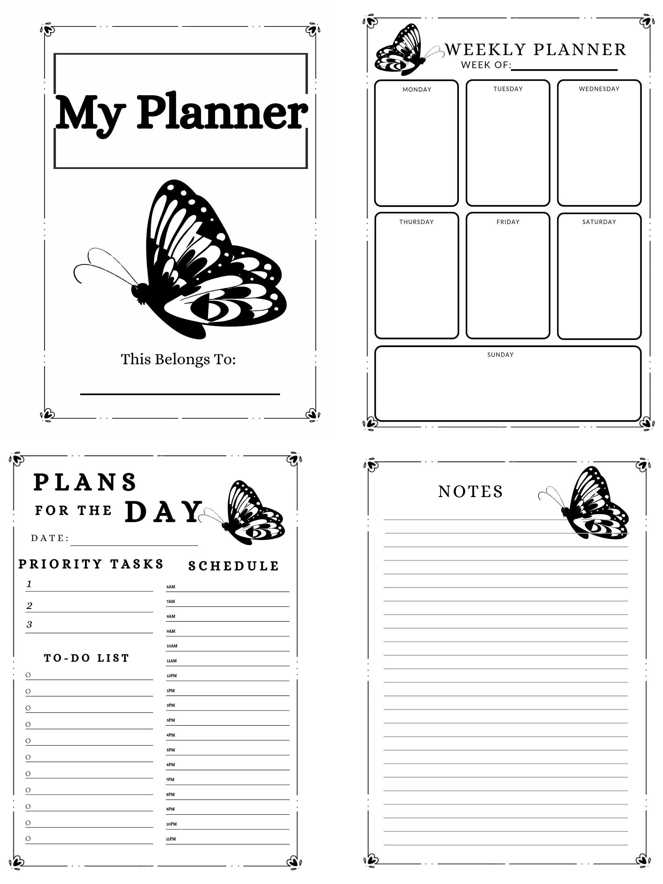 Printable A4 Butterfly Planner - Etsy