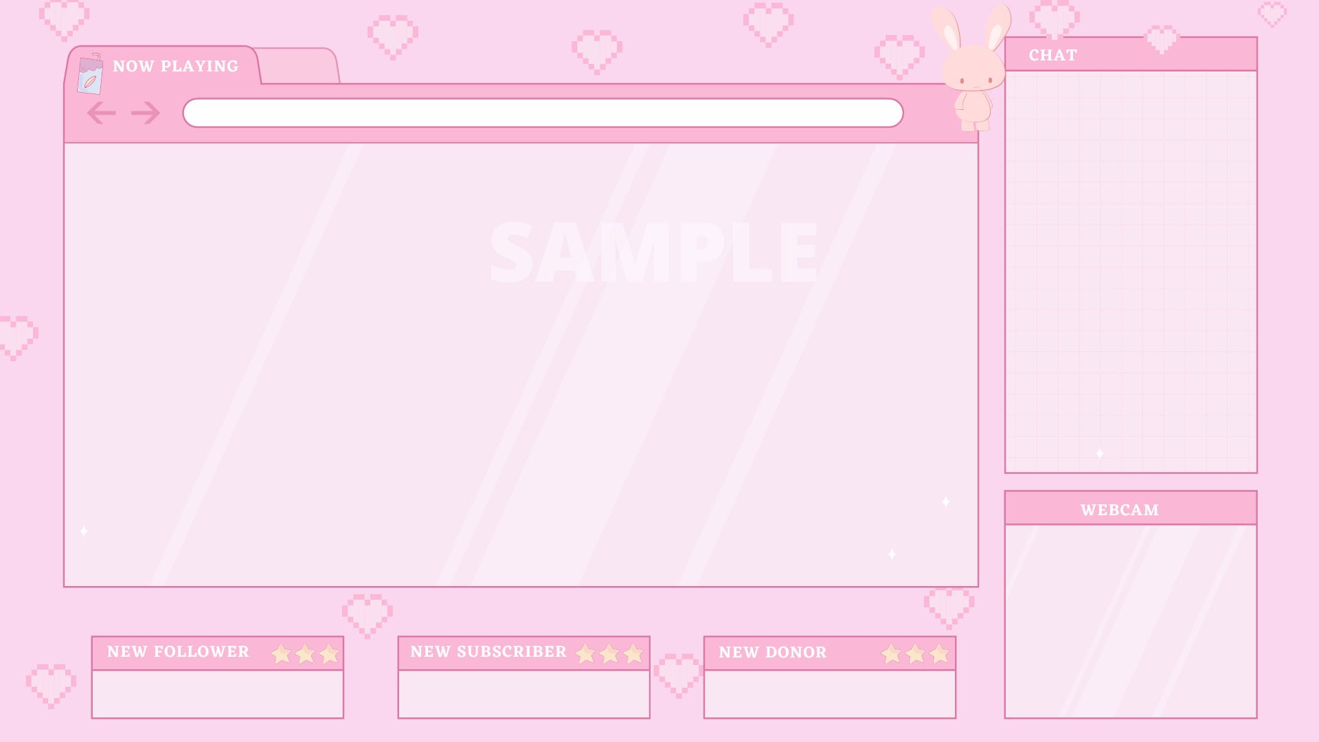 Pink Custom Twitch Overlay Pack Set of 3 , Twitch Overlay , Instant ...