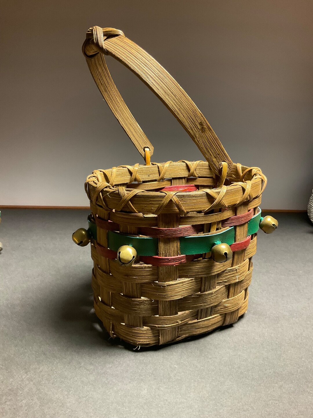 Vintage Holiday Basket With Bells - Etsy