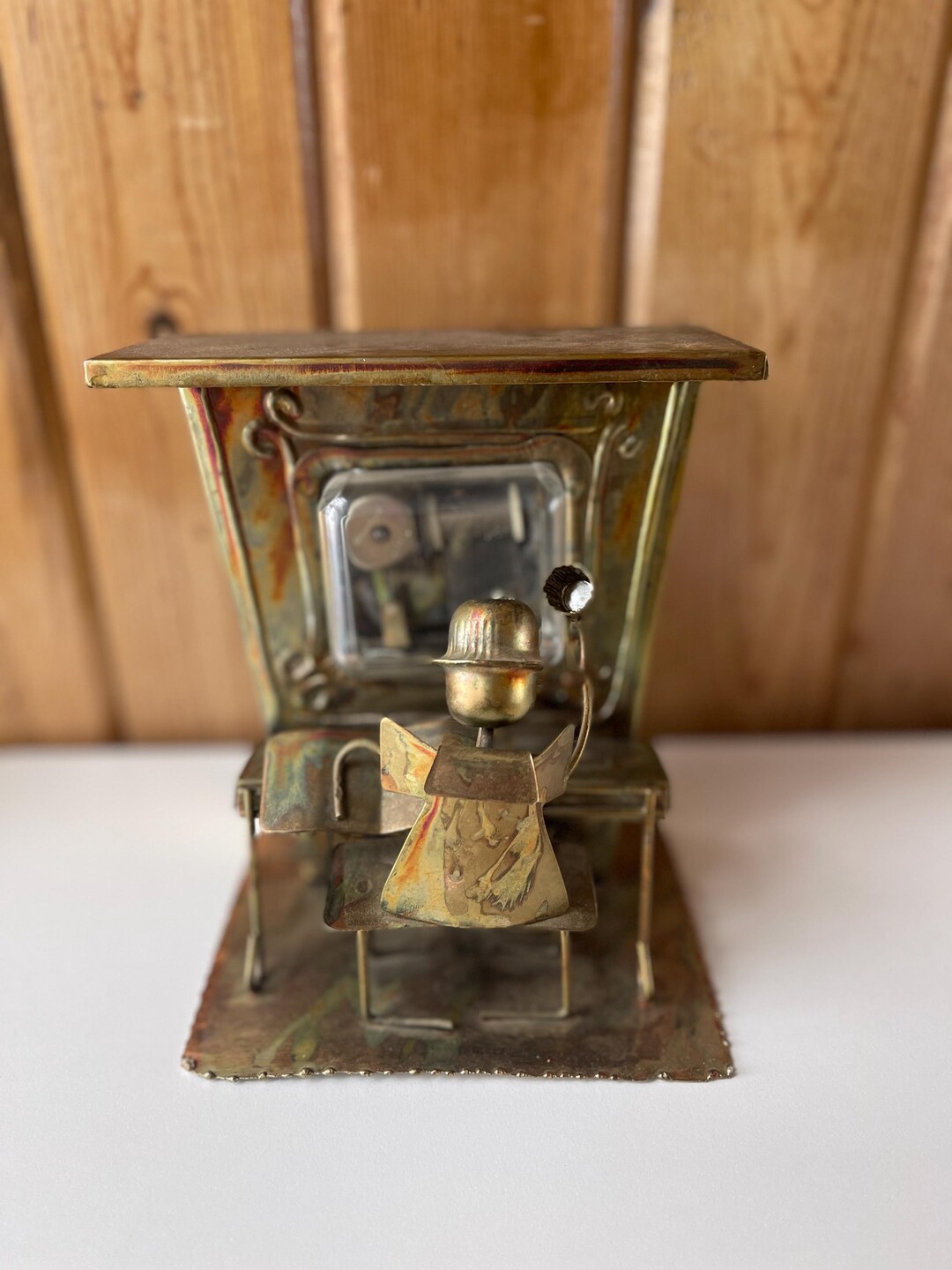 Vintage Copper Tin Piano Man Music Box - Etsy