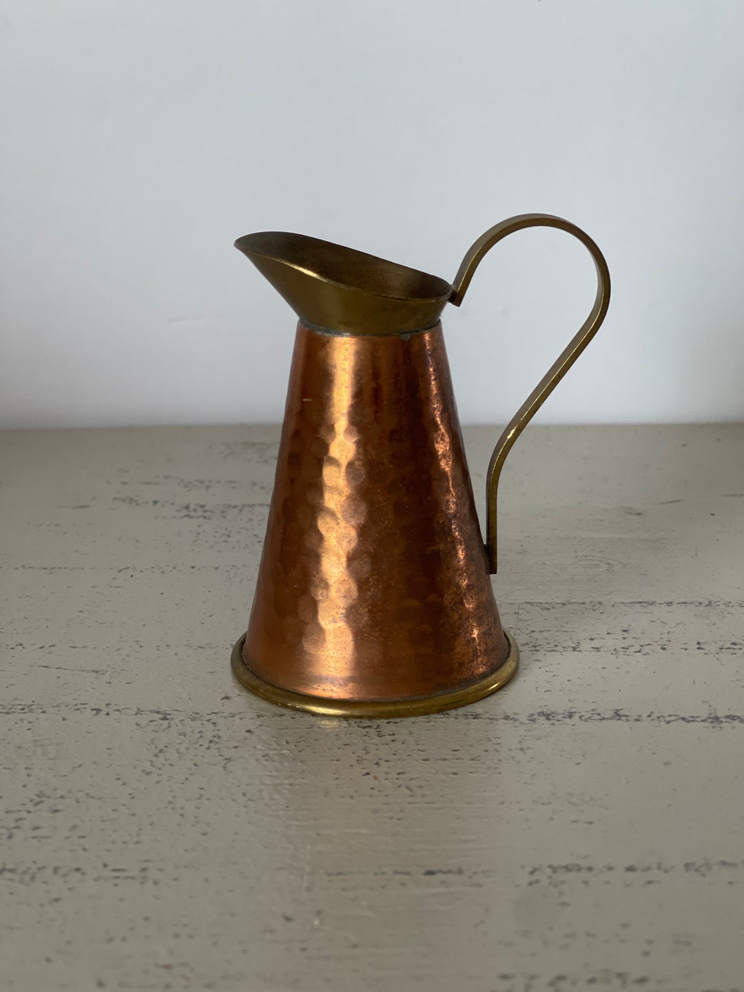 Vintage Tiny Hammered Pitcher - Etsy