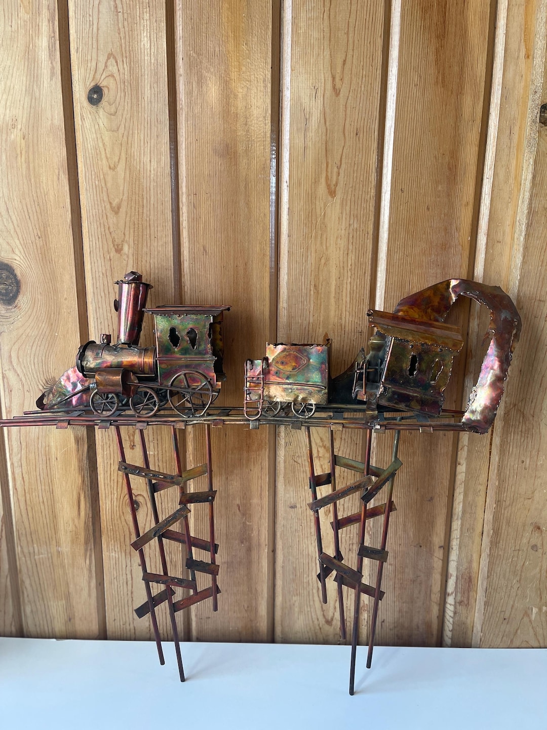 Copper/tin Train on Track Wall Art, Vintage Copper - Etsy