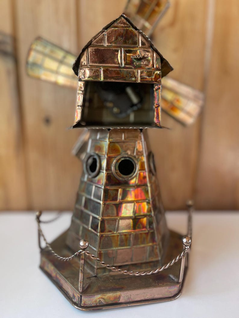 Vintage Copper Tin Windmill Music Box - Etsy