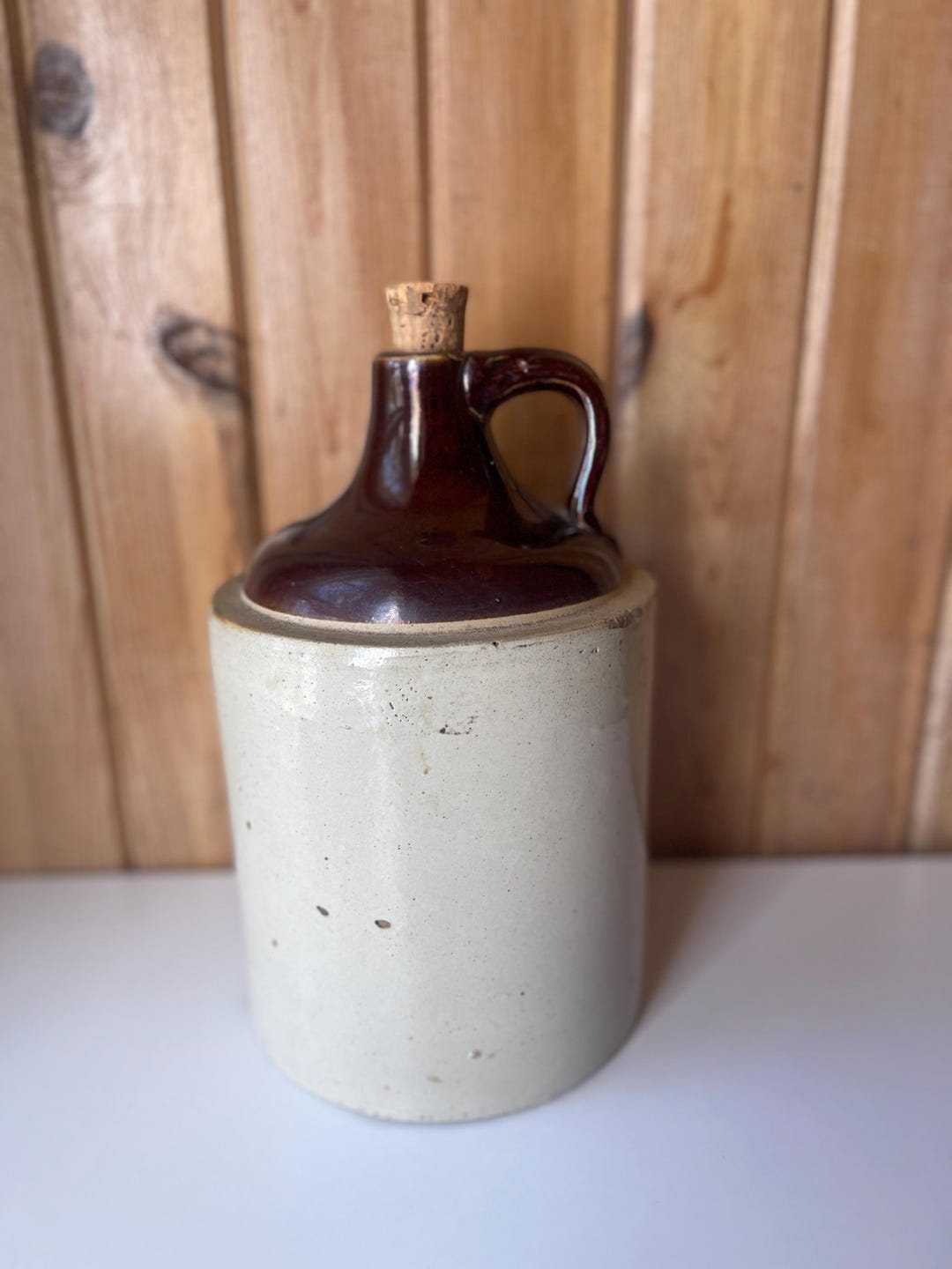 Vintage Shoulder Jug. Vintage Whiskey Jug. Stoneware Shoulder Jug. Two ...