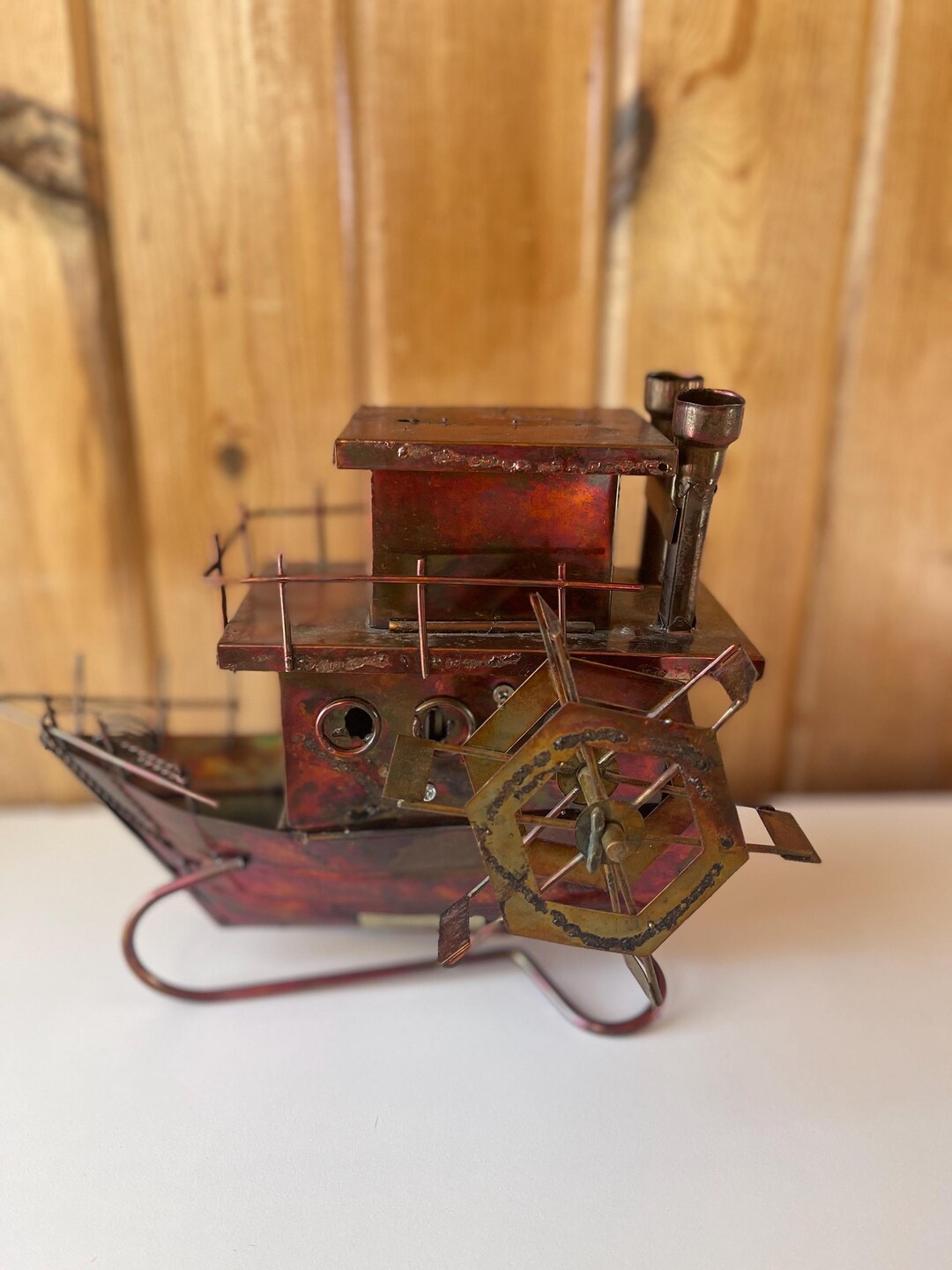 Vintage Copper/tin/metal Steamboat Music Box - Etsy