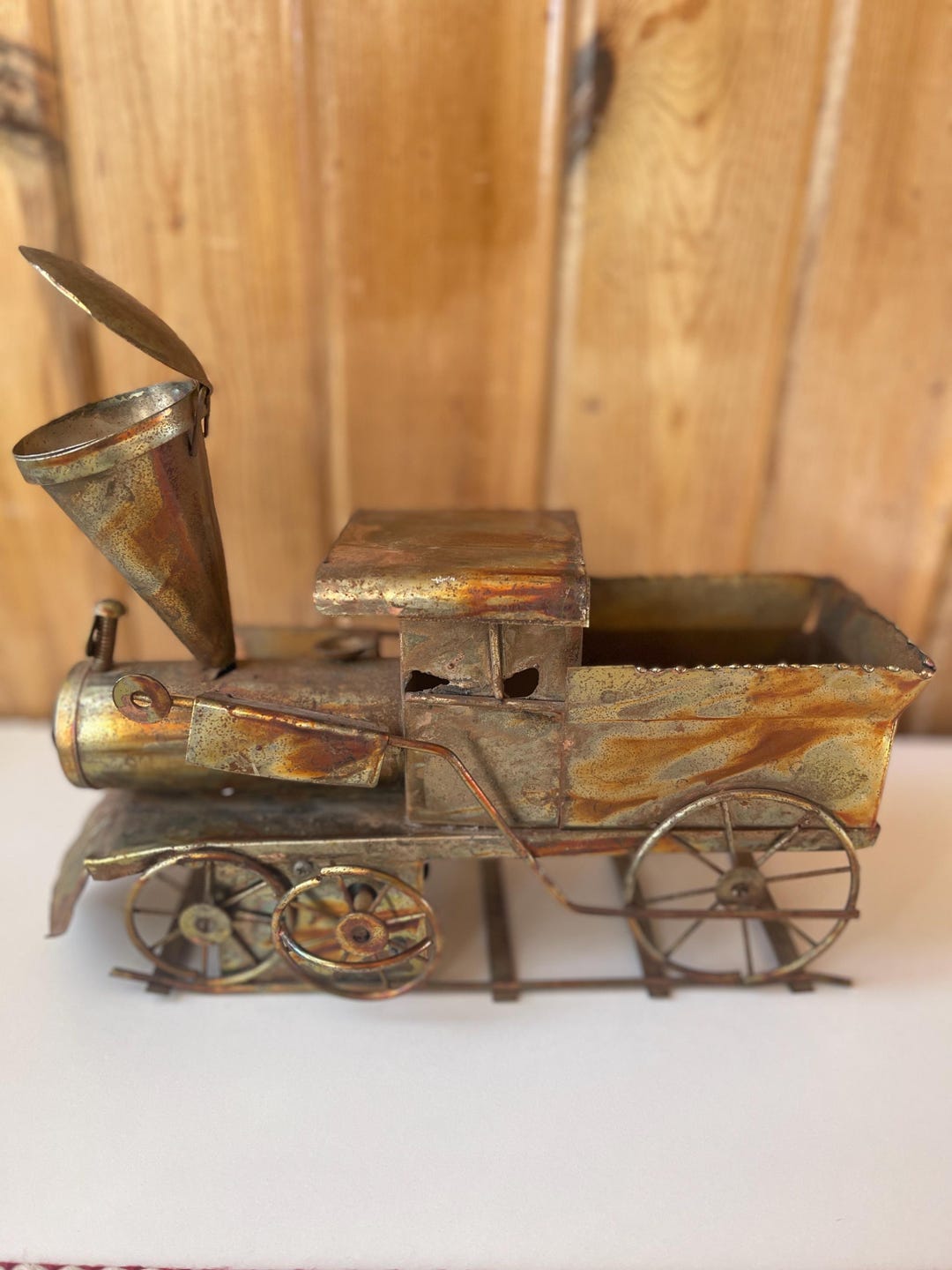 Vintage Copper Tin Metal Train Music Box - Etsy