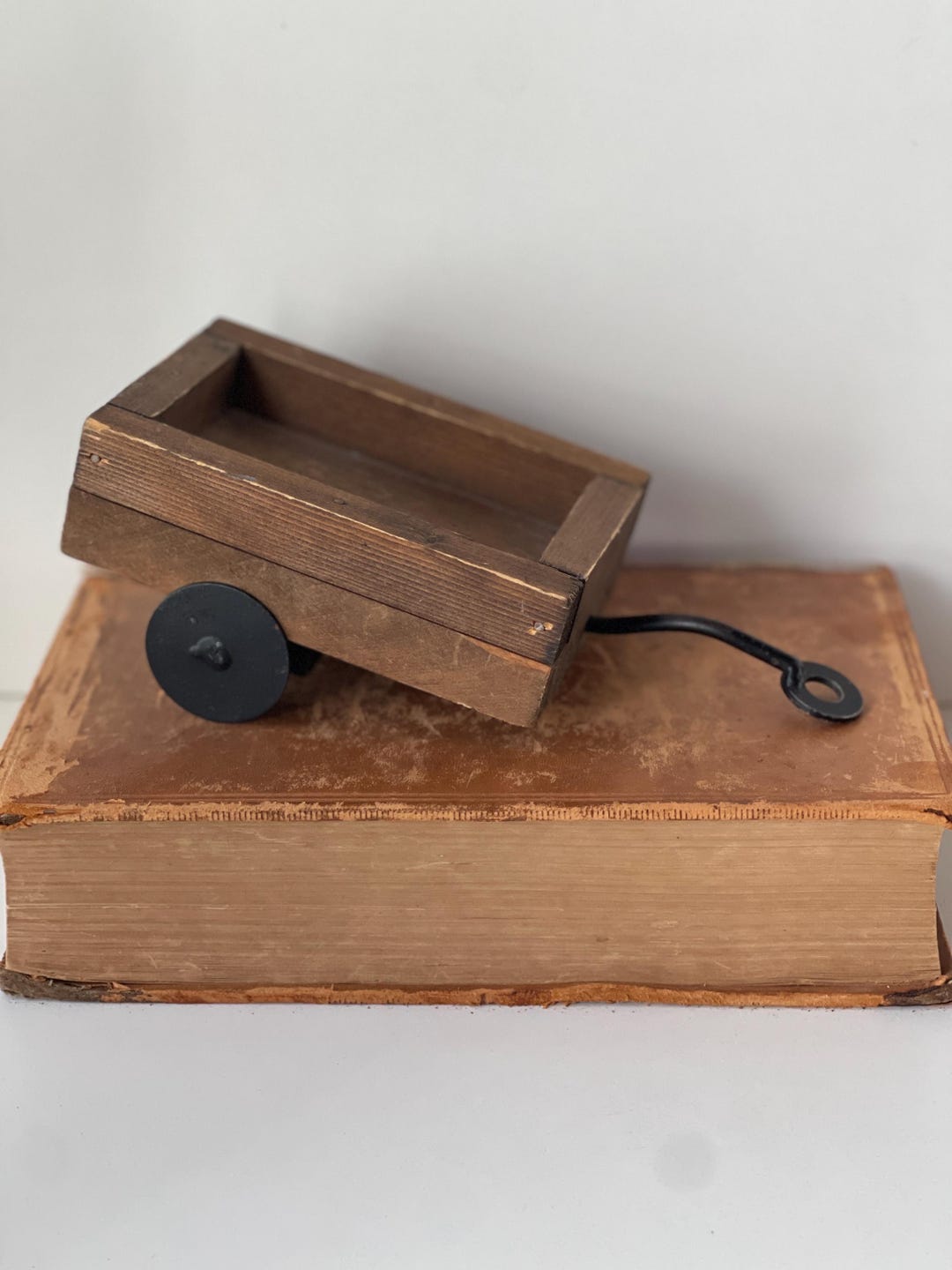 Rustic Miniature Wooden Wagon | Vintage Farmhouse Style Display Cart ...