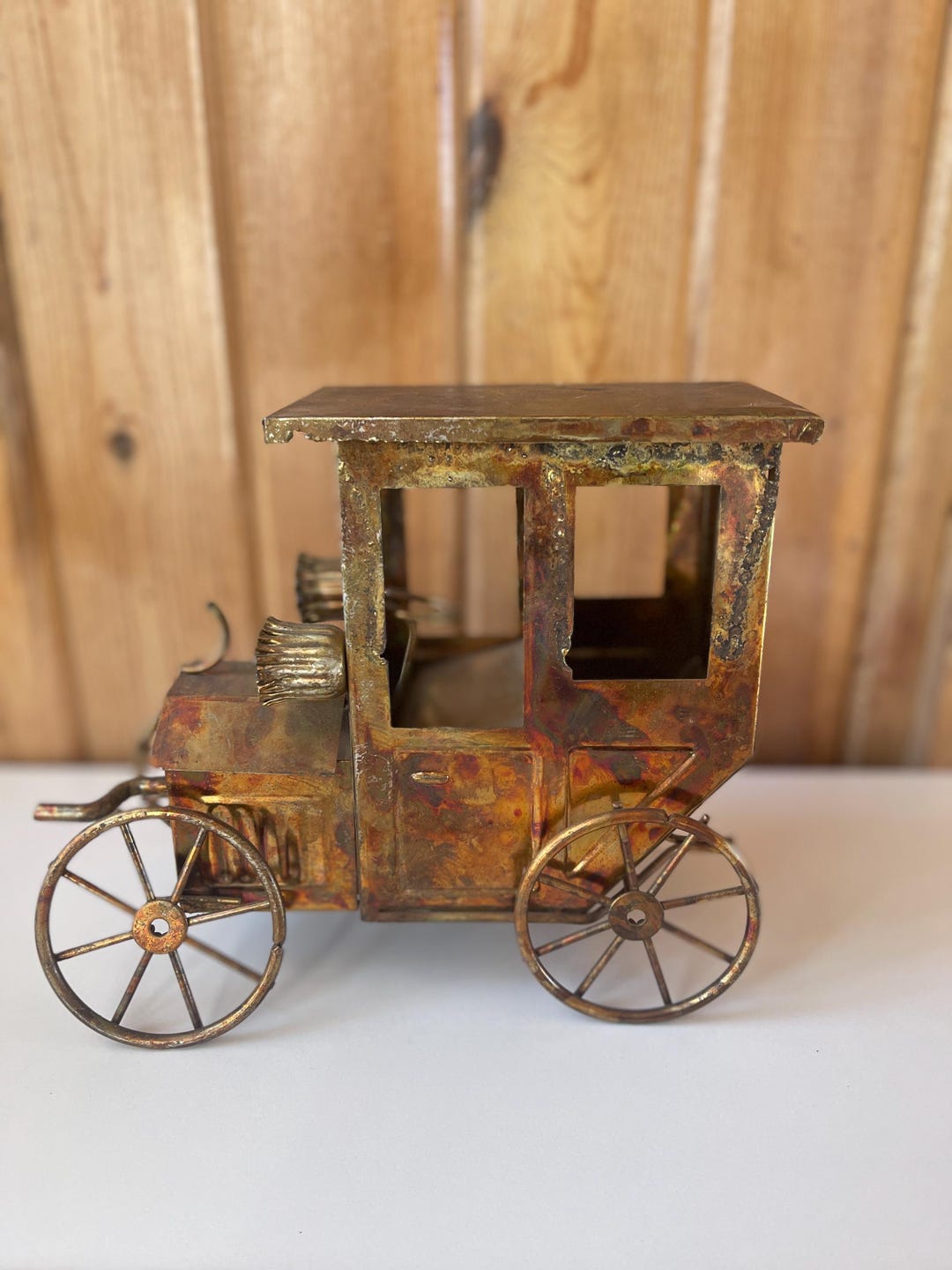 Vintage Copper Tin Metal Taxi Music Box - Etsy
