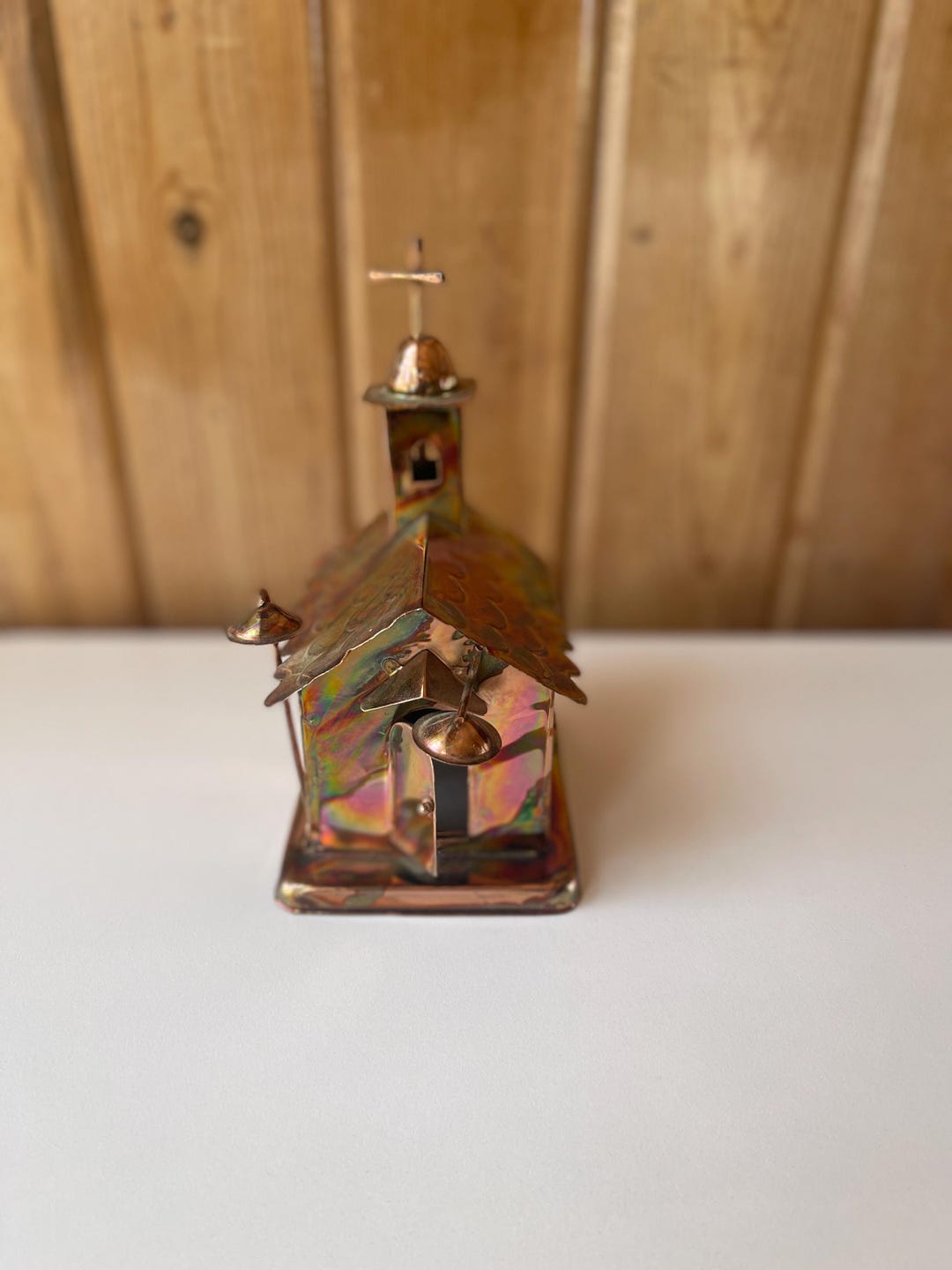 Vintage Copper Tin Church Music Box. Antique Copper Music Box. Vintage ...