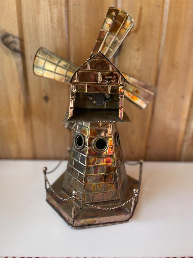Vintage Copper Tin Windmill Music Box - Etsy