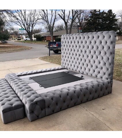 Platform Large Tufted Bed Extra Wide Bed Frame Crystal Tufted - Etsy ...