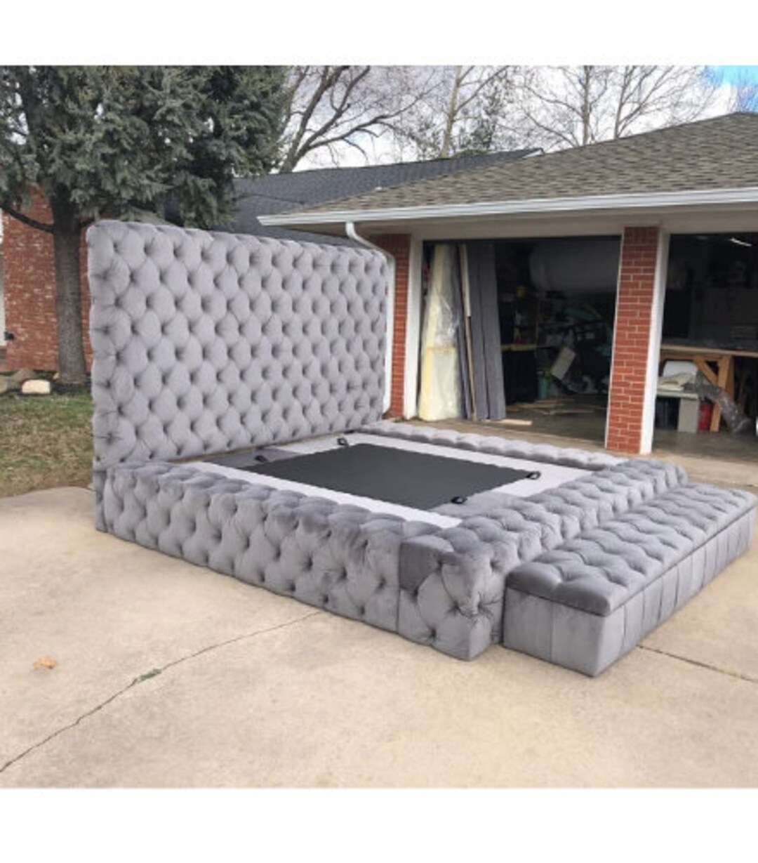 Platform Large Tufted Bed Extra Wide Bed Frame Crystal Tufted - Etsy ...