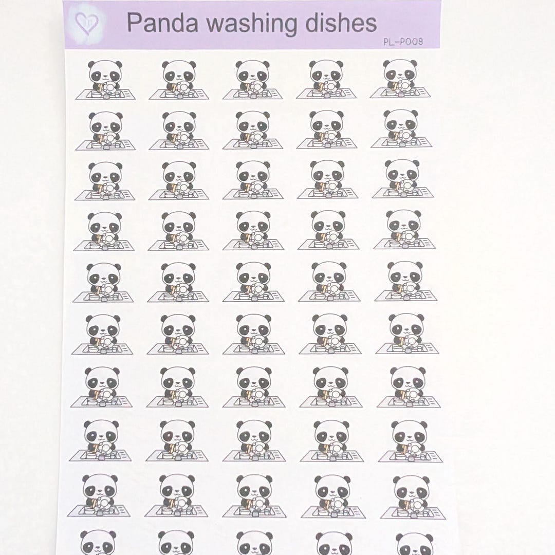 Panda Washing Dishes Planner Sticker, Functional Planning - Etsy