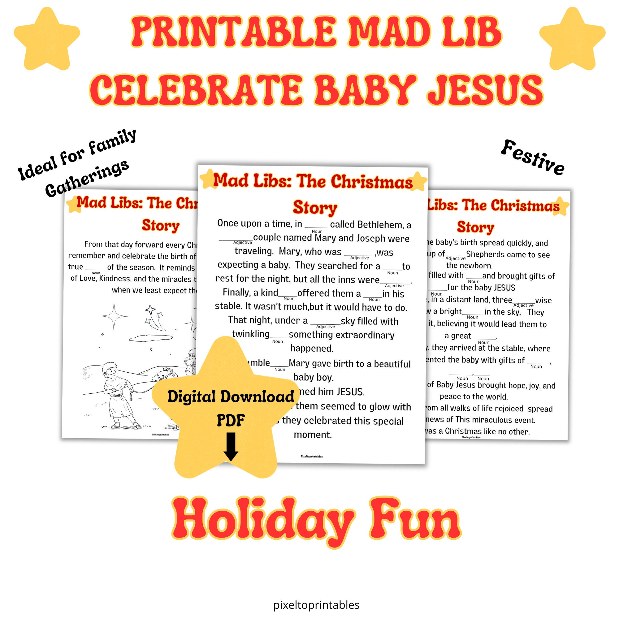 Printable Mad Lib-celebrate Baby Jesus' Christmas Story Fun Activity - Etsy