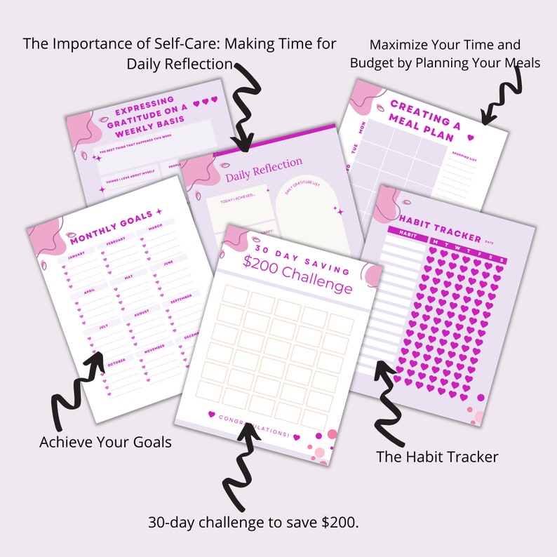 30-day Goal Setting Printable Planner, Habit Tracker, Vision Board ...