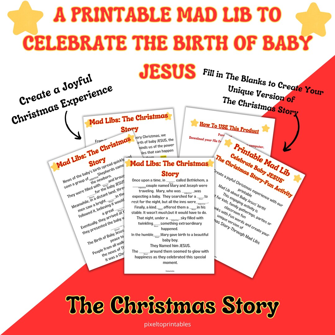 Printable Mad Lib-celebrate Baby Jesus' Christmas Story Fun Activity - Etsy