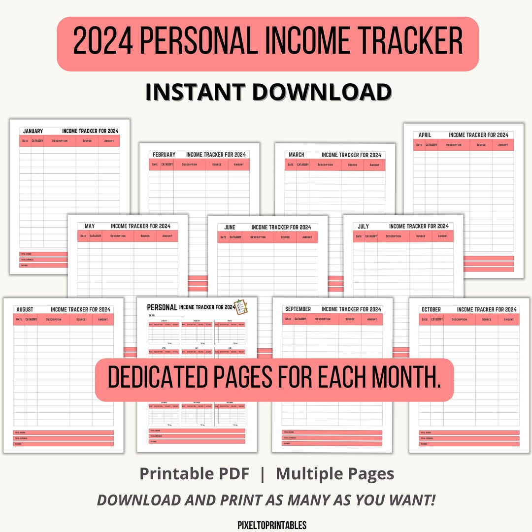 Personal Income Tracker 2024 12 Comprehensive Months and a Full Year ...