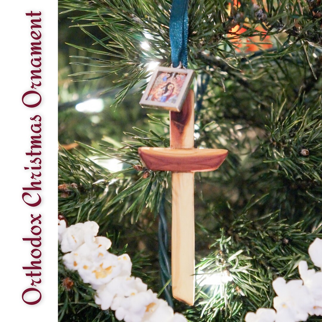 Orthodox Christmas Ornament Hand-carved Wooden Cross With Nativity Icon ...