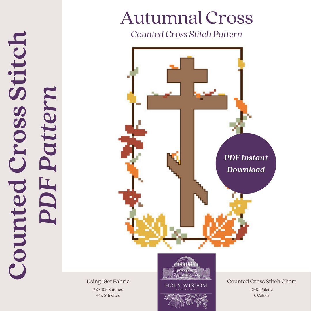 Digital PDF Counted Cross Stitch Pattern Autumnal Cross - Etsy