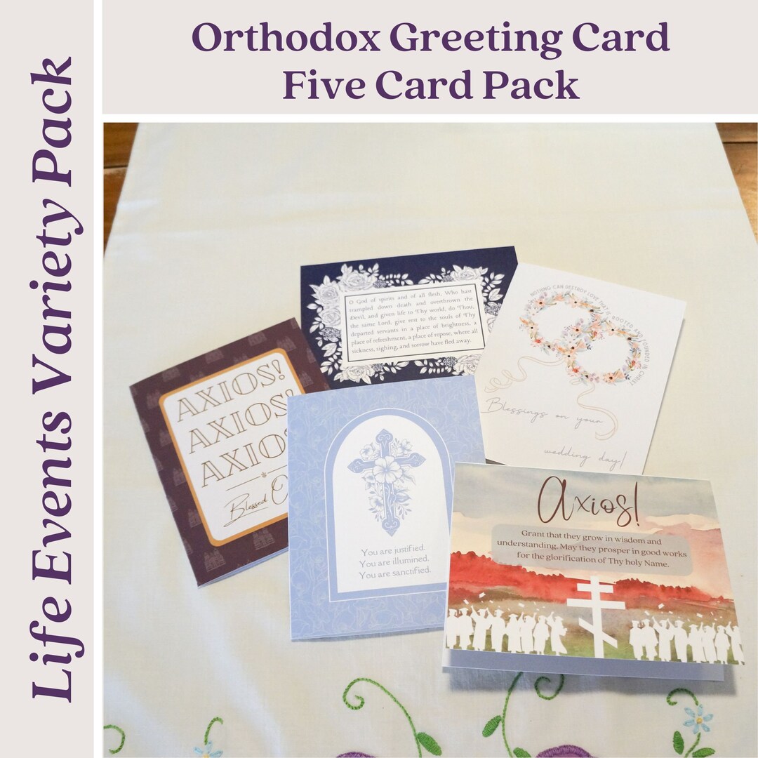 5 Card Variety Pack Orthodox Greeting Cards -life Events Pack - Etsy