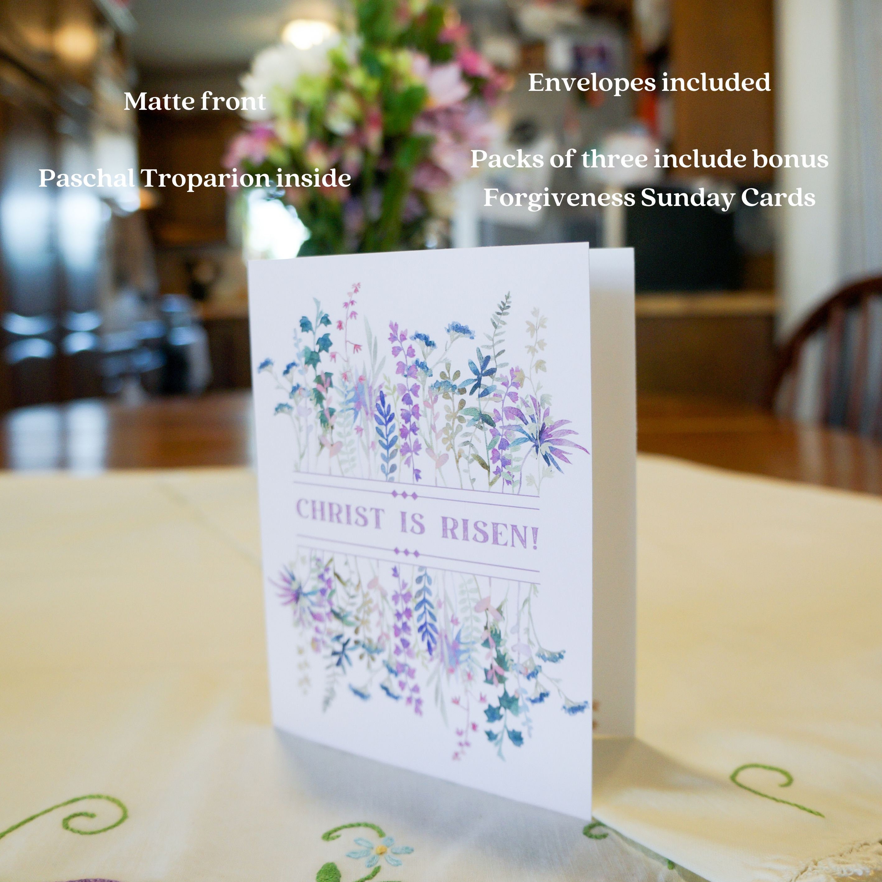 Pascha Orthodox Greeting Cards floral Christ is Risen Pack - Etsy