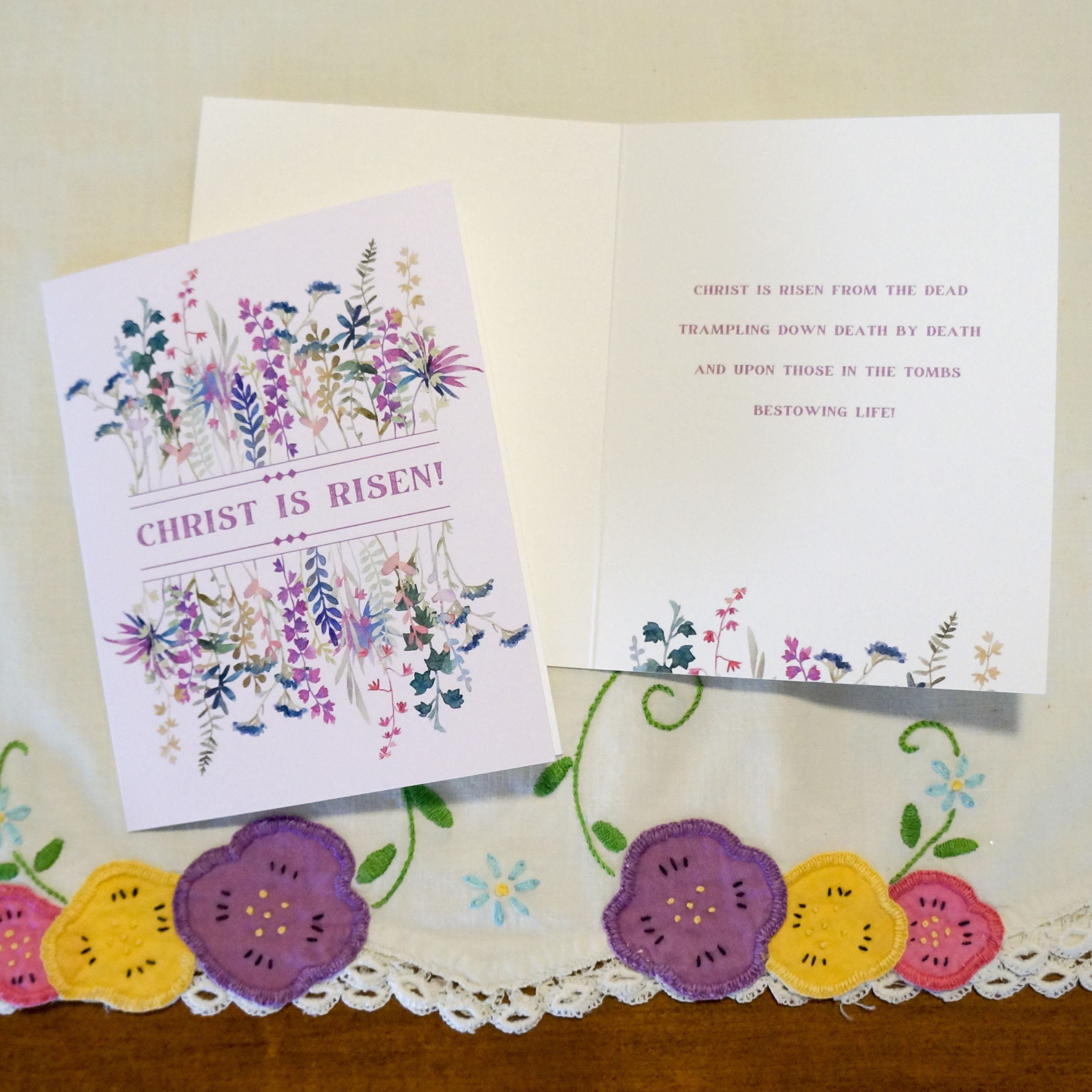 Pascha Orthodox Greeting Cards floral Christ is Risen Pack - Etsy