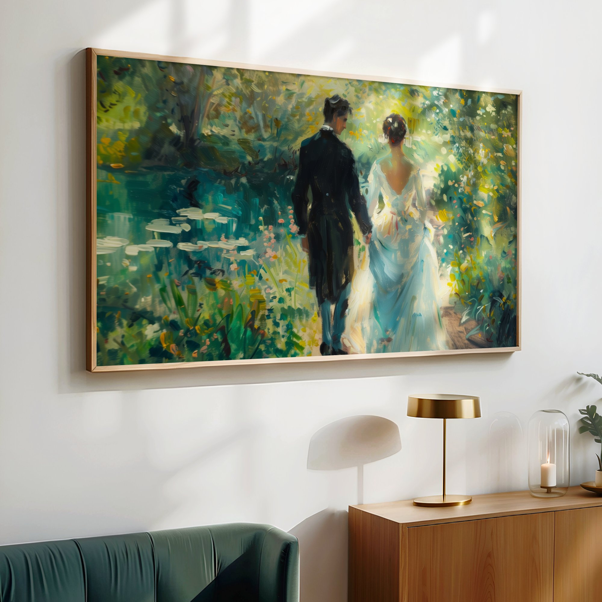Romantic Walk Digital Painting, Frame TV Art, Lush Garden Path Scene ...