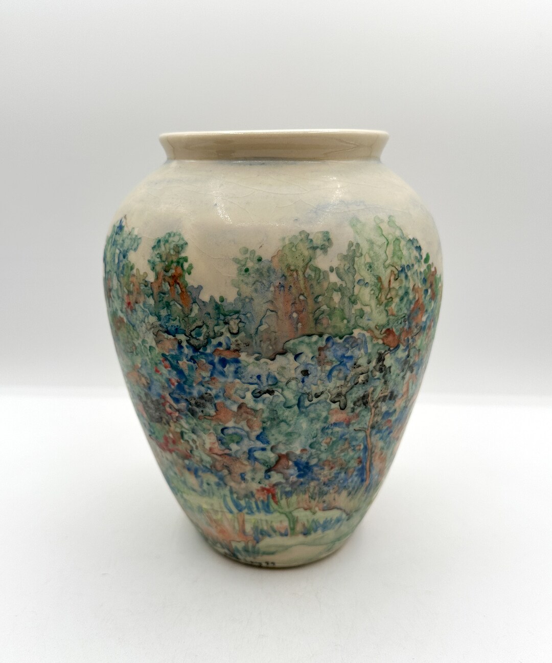 Stunning 1999 Alan Long, Clay Pond Pottery Seagrove NC 7.75" Watercolor ...