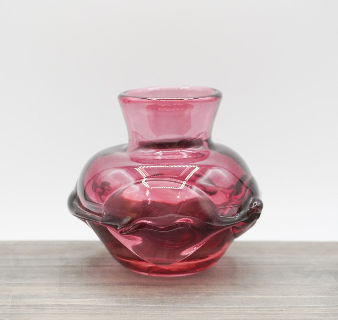 1971 Dominick Labino (1910-1987) 4" Cranberry Red Four Sided Art Glass ...