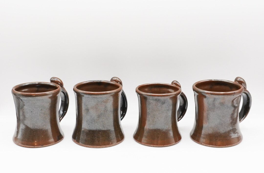 Set of 4 Vintage 1977 Jan Mann Brown Glaze Mugs NC Studio Pottery - Etsy