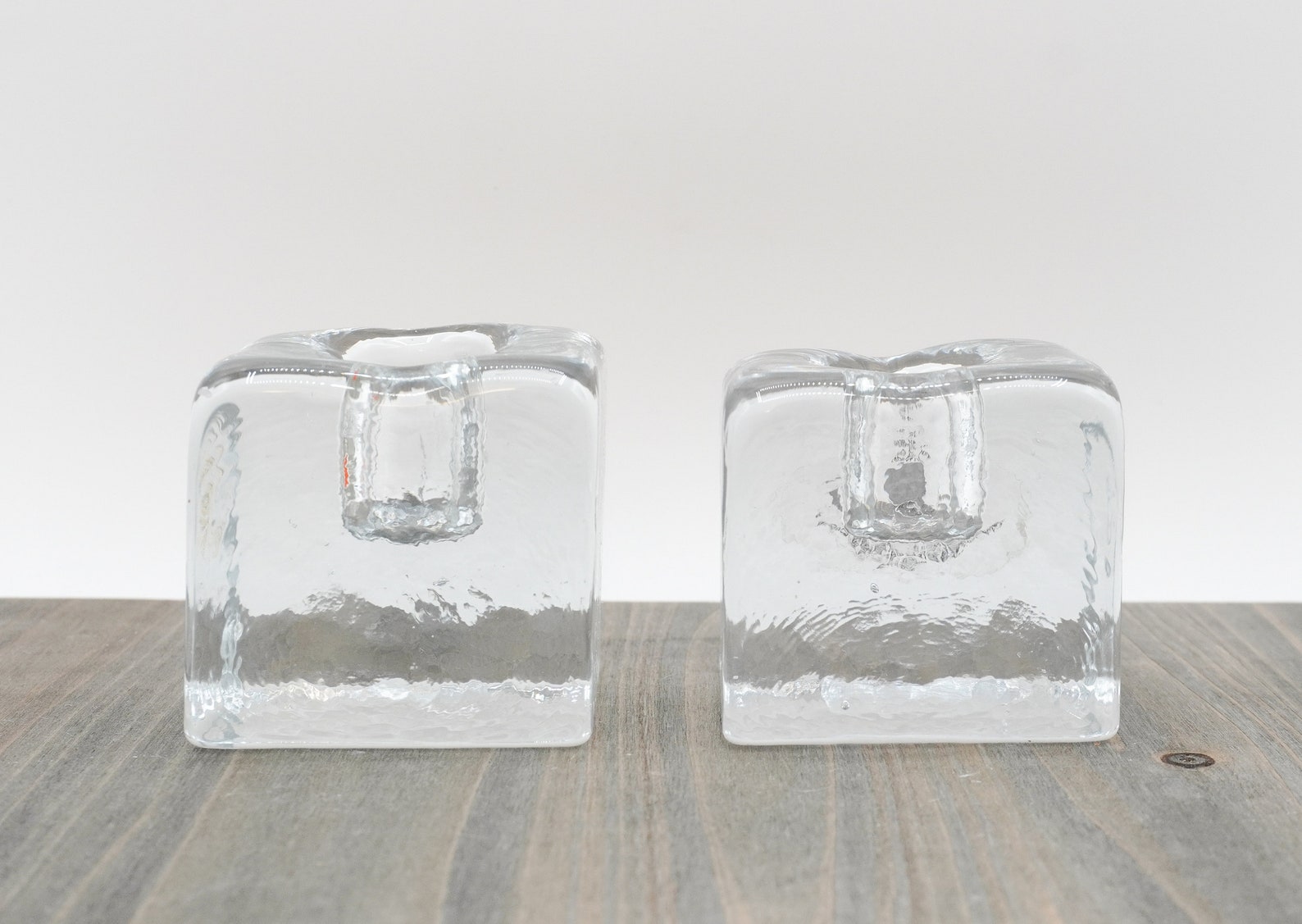 Set of 2 Vintage Blenko Glass 2 Clear Ice Cube Candlestick Holders - Etsy