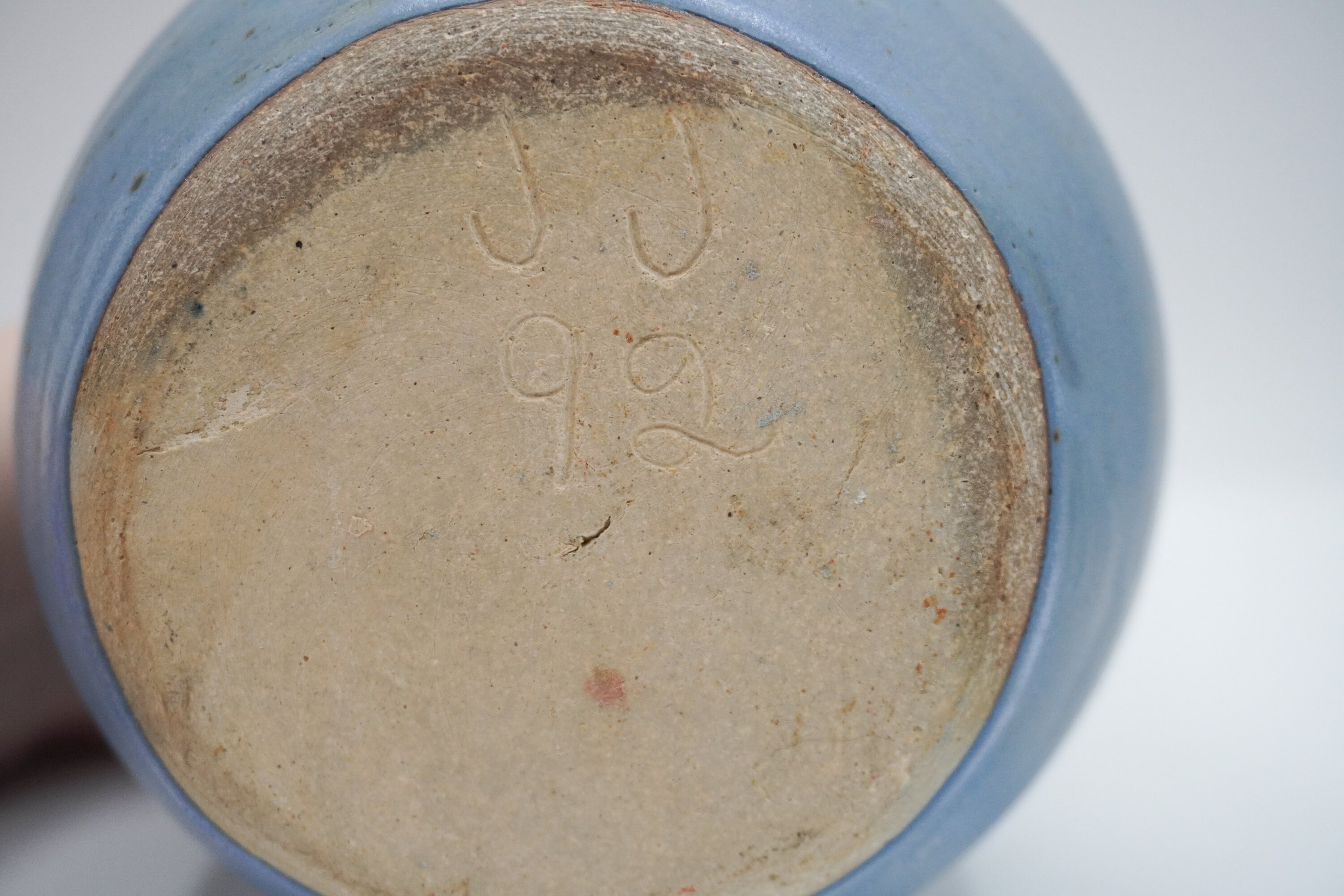 1992 9.5 Blue & White Rebecca Pitcher Vintage Signed JJ Handmade Studio ...