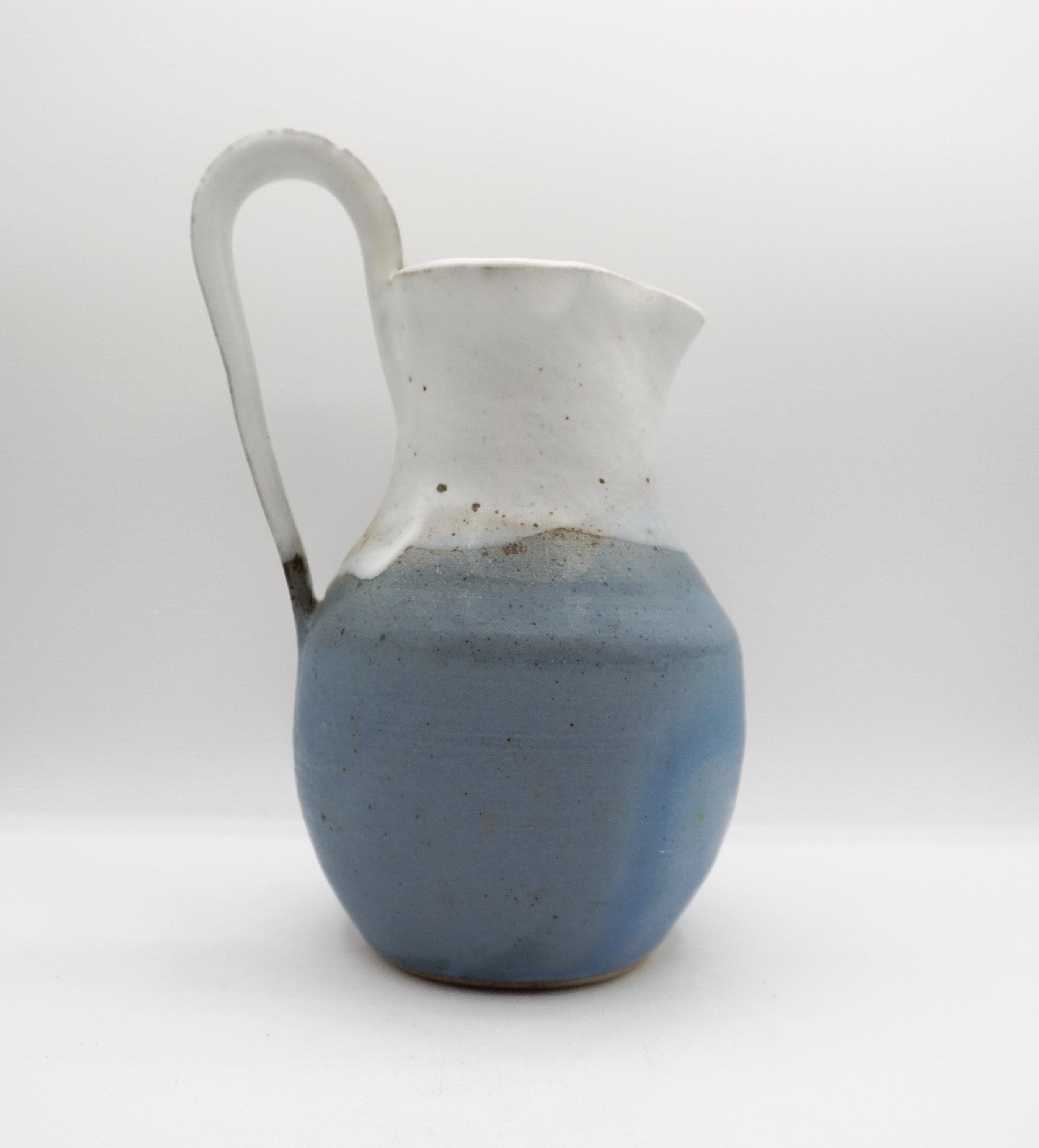 1992 9.5 Blue & White Rebecca Pitcher Vintage Signed JJ Handmade Studio ...