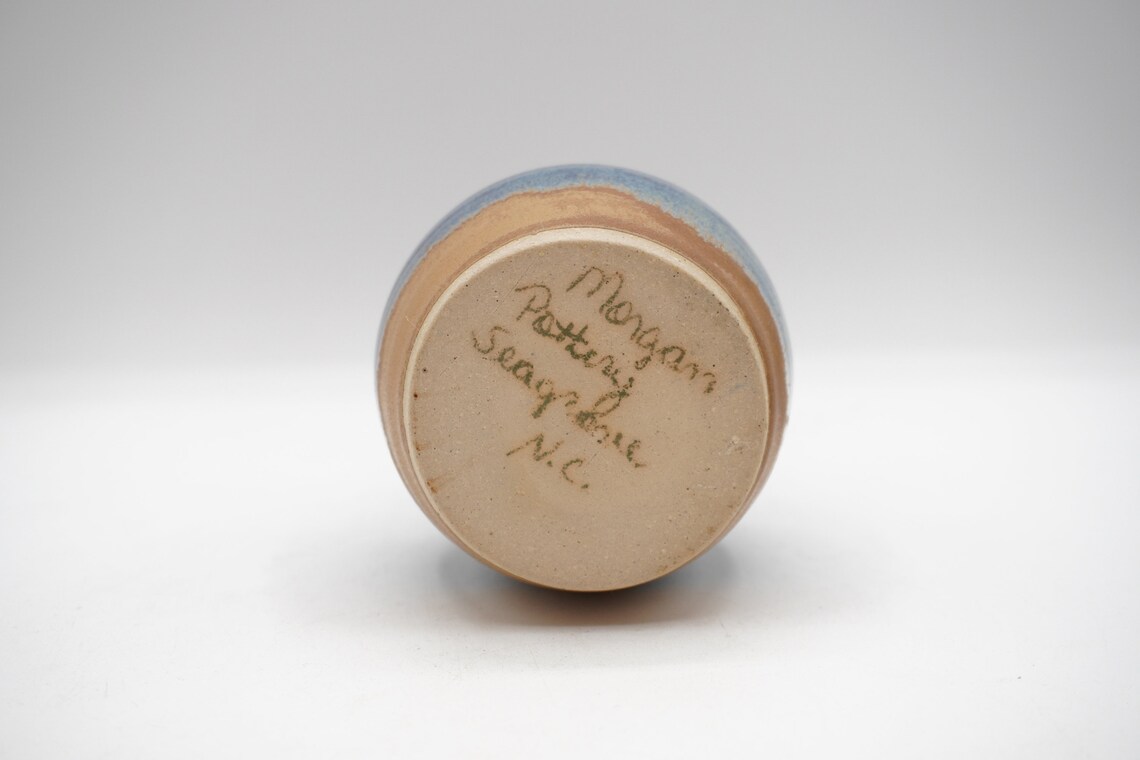 Vintage Phil Morgan Pottery Seagrove NC 4.75 Blue Bud Vase Early Work ...