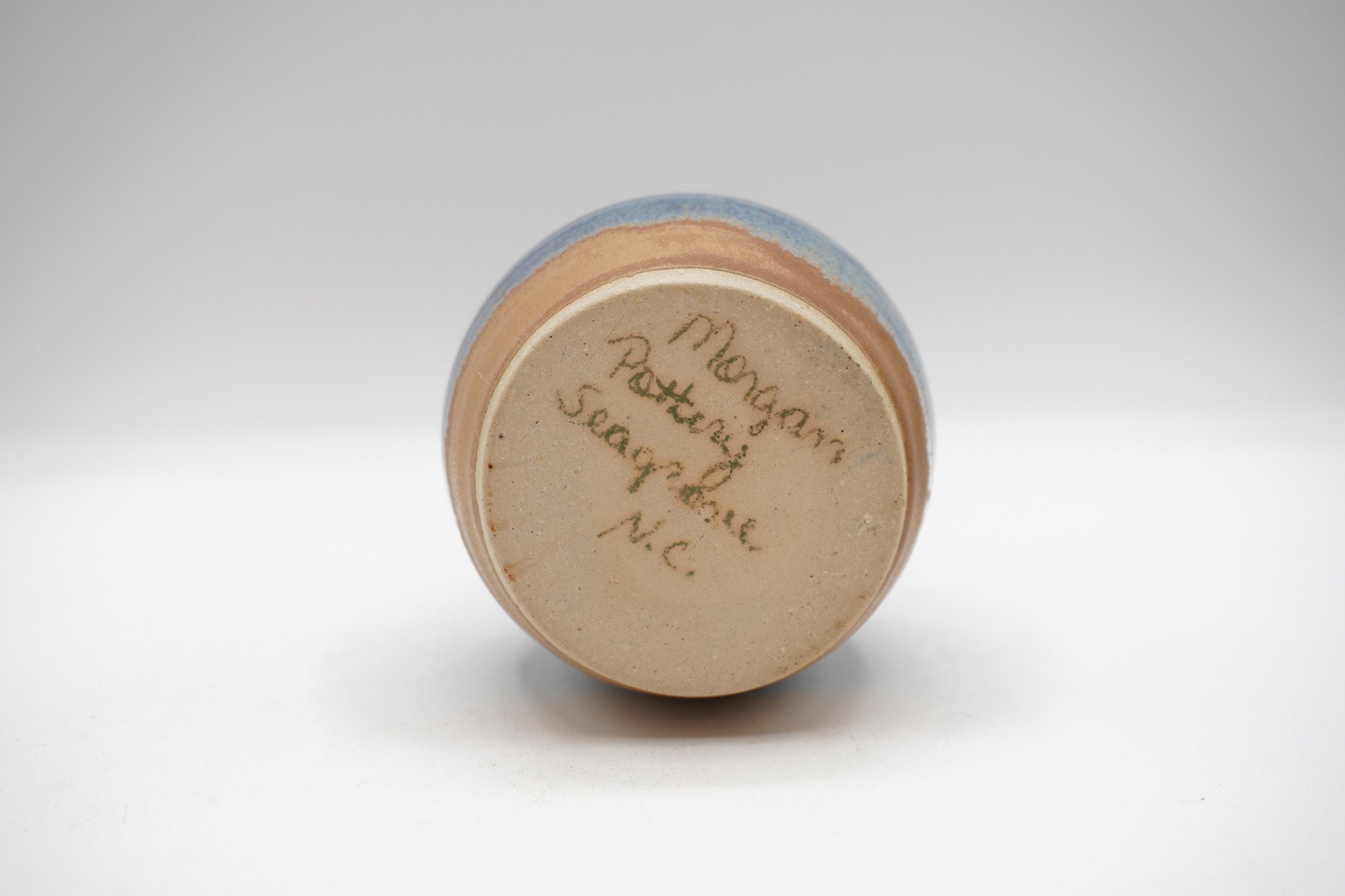 Vintage Phil Morgan Pottery Seagrove NC 4.75 Blue Bud Vase Early Work ...