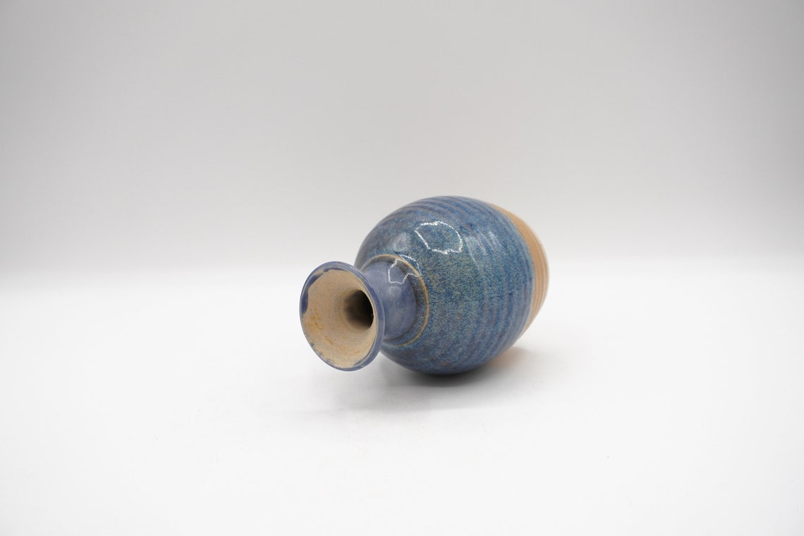 Vintage Phil Morgan Pottery Seagrove NC 4.75 Blue Bud Vase Early Work ...