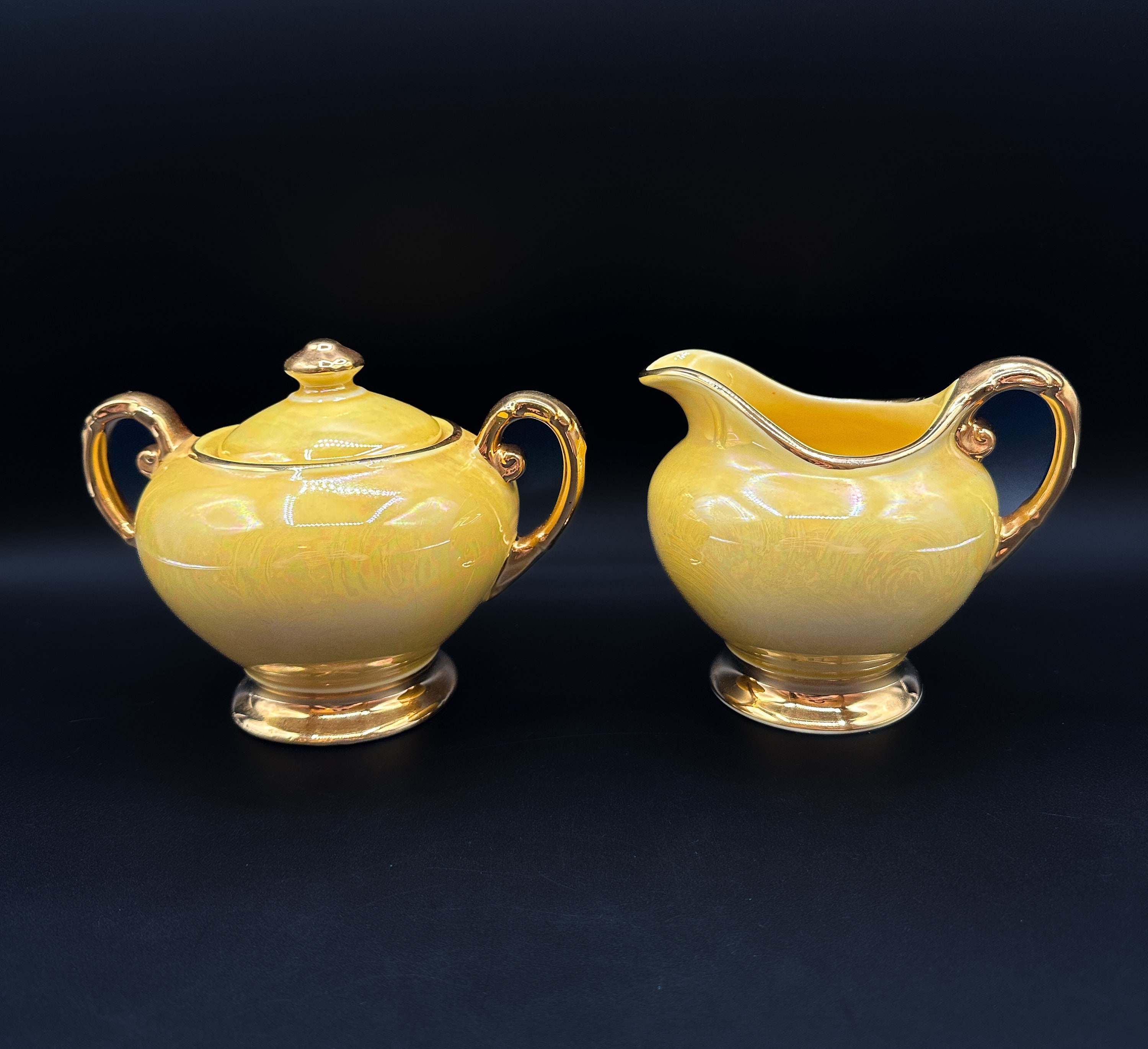 Vintage Acme Craftware 22KT Gold Trim Teapot, Sugar & Creamer Set - Etsy