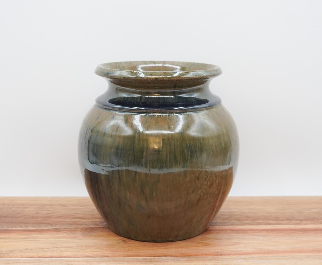 2006 Kenneth George Cole Pottery Sanford NC 5" Green Glaze Urn Vase ...