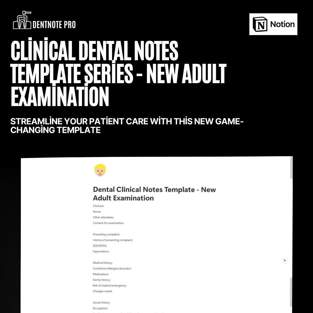 Dental Clinical Notes Template Series - New Adult Examination - Etsy