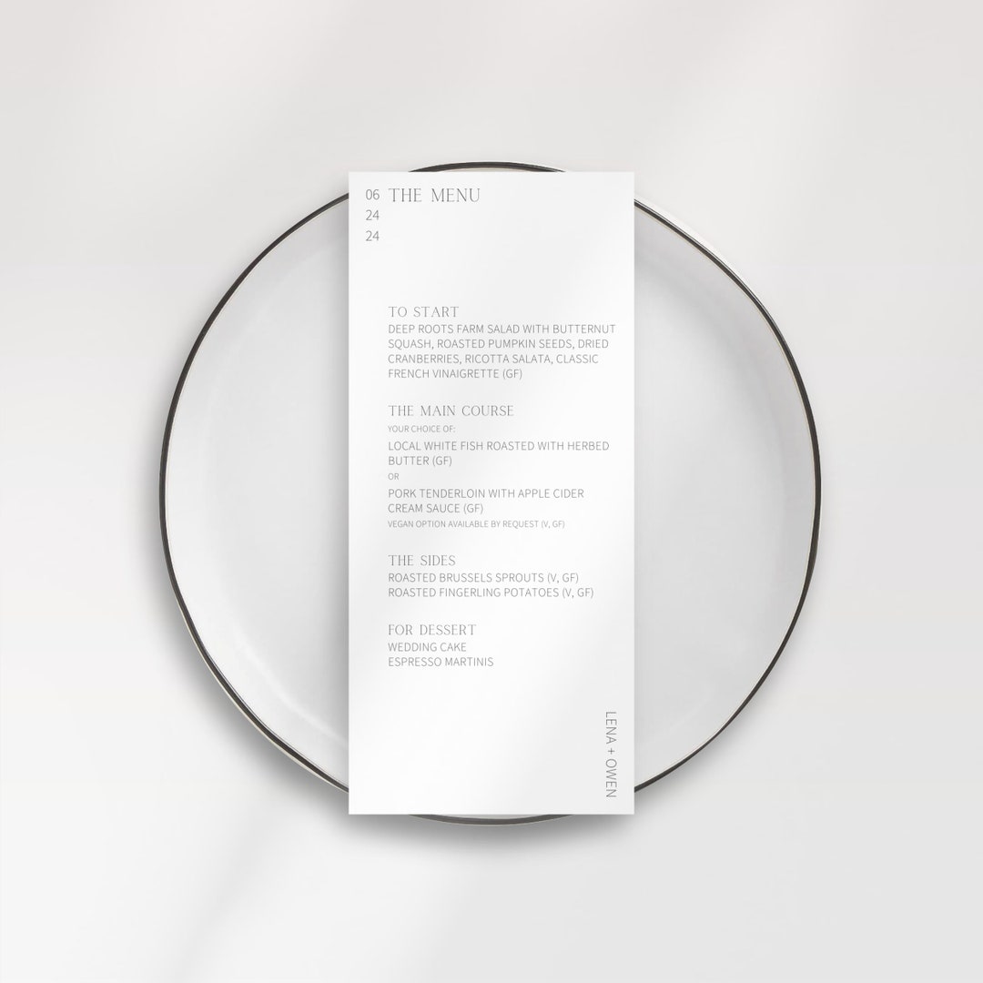 Lena Minimalist Menu 4 X 9 Canva Template Printable - Etsy