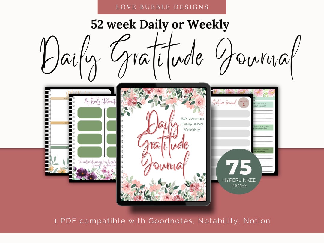 Digital Gratitude Journal, iPad Goodnotes Gratitude Journal ...