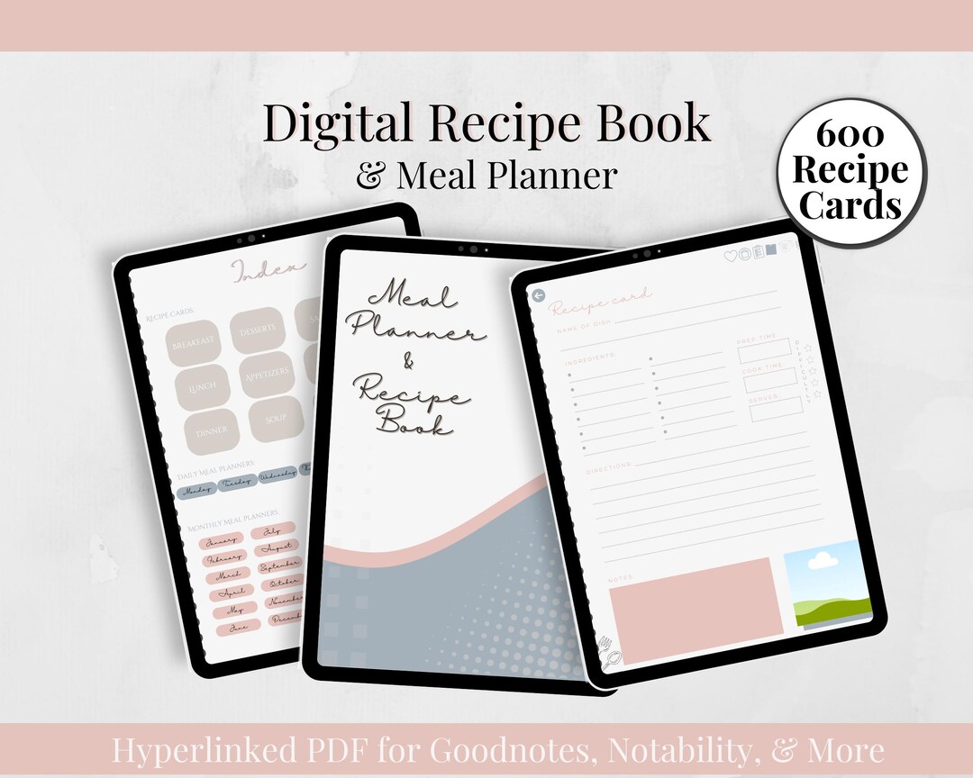 Recipe Book for Goodnotes, Notability, Digital Recipe Journal, Digital ...