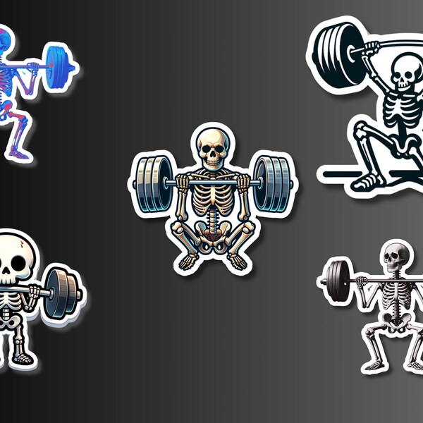Weightlifting Skeleton Sticker - Etsy