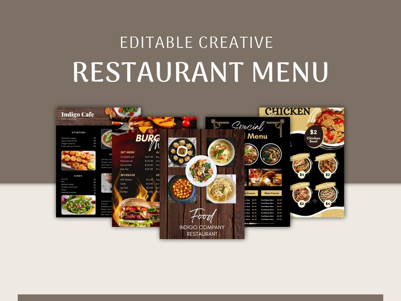 Modern Restaurant Menu Template Bundle | Printable Restaurant Menu ...